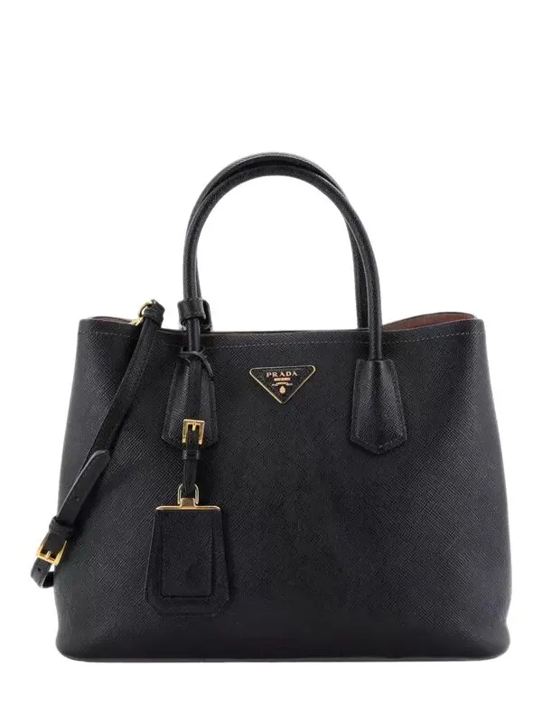 Prada Cuir Double Saffiano Leather Medium Tote Bag - Black