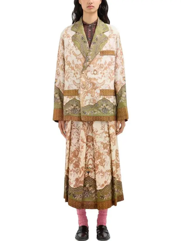 PIERRE-LOUIS MASCIA Floral Paisley Silk Blazer - Neutrals