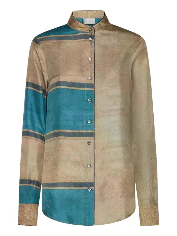 PIERRE-LOUIS MASCIA Silk Striped Shirt - Neutrals