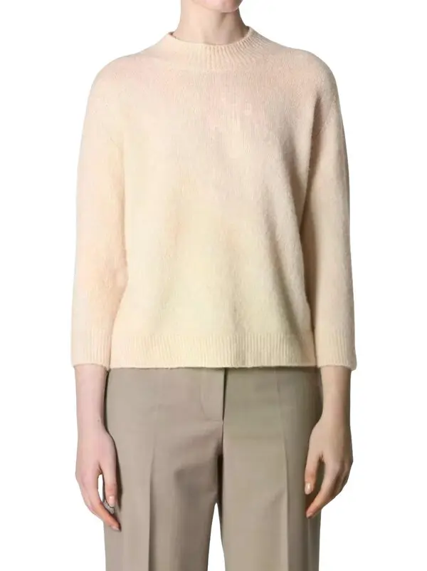 ROBERTO COLLINA Three-quarter-sleeve Mock-neck Sweater - Neutrals