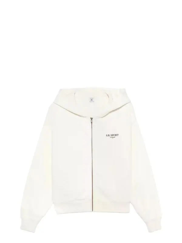 SPORTY & RICH Logo-print Zip-up Hoodie - Neutrals