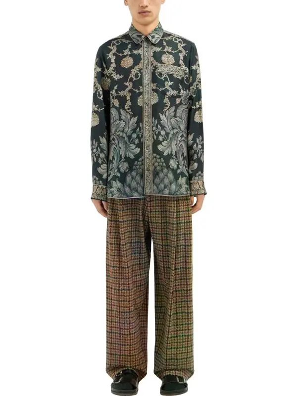 PIERRE-LOUIS MASCIA Floral-print Silk Shirt - Black