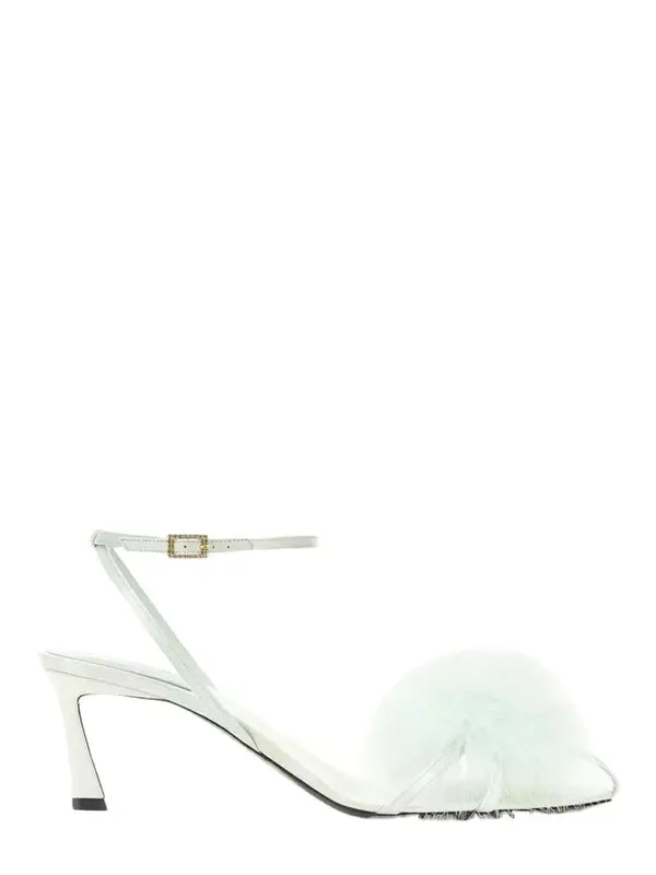 Saint Laurent Mae Feather-embellished Sandals - Green