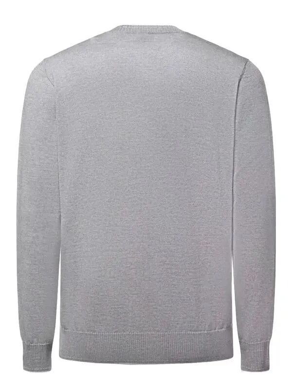 Eleventy Contrast-trim Wool Fine-knit Top - Grey