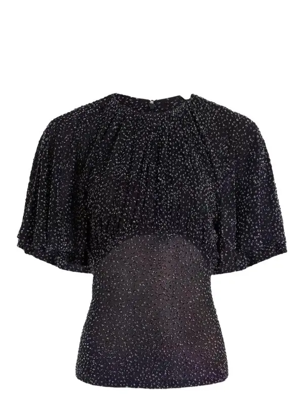 Rabanne Textured Ruched Blouse - Black