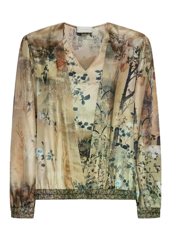 PIERRE-LOUIS MASCIA Aloe Floral-print Silk Blouse - Neutrals