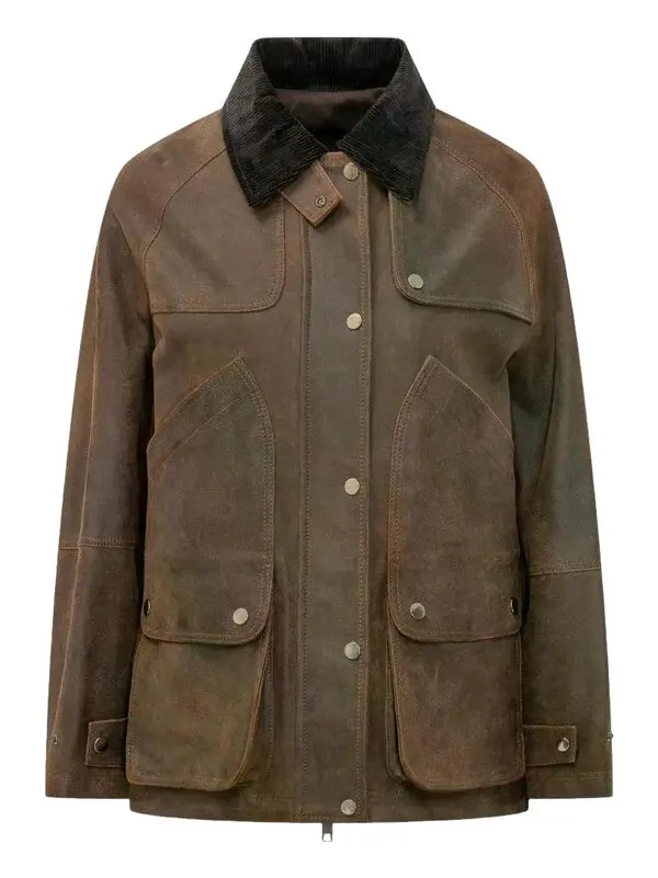 DFOUR Corduroy-collar Storm-flap Coat - Brown