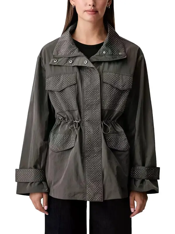 Joseph Ribkoff Stud-embellished Drawstring Jacket - Grey