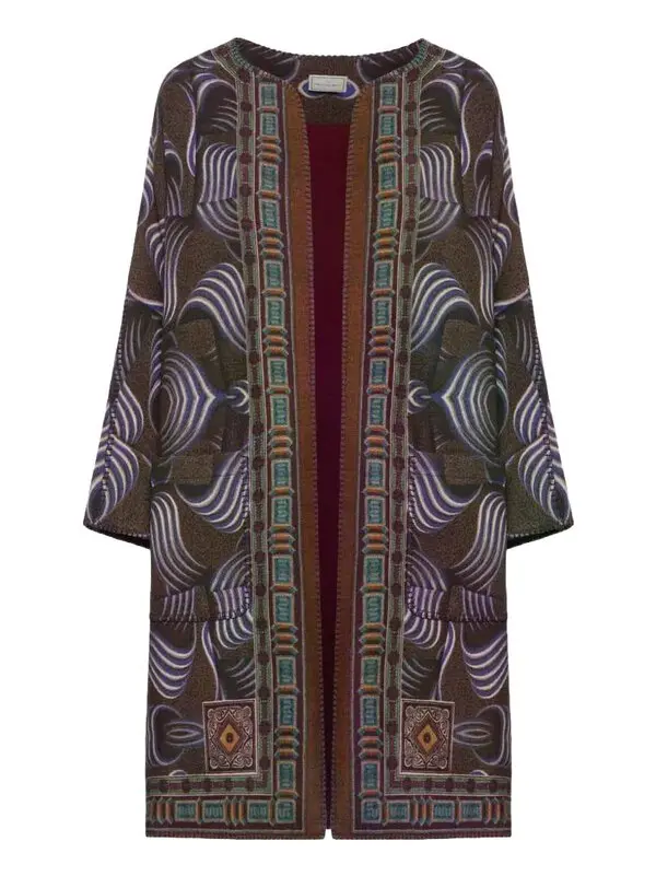 PIERRE-LOUIS MASCIA Geometric-print Kimono - Brown