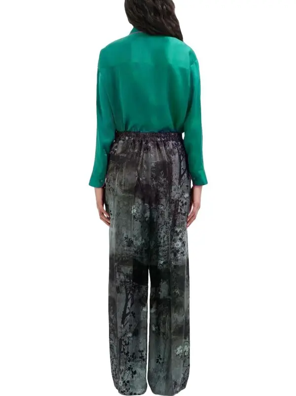 PIERRE-LOUIS MASCIA Floral-print Palazzo Trousers - Grey