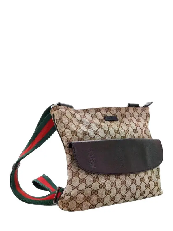 Gucci Monogram Gg Canvas Medium Cross Body Messenger Bag - Brown