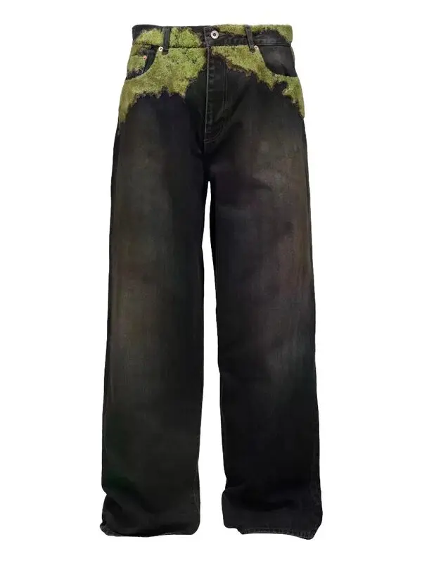 DOUBLET Moss-detail Wide Leg Jeans - Black