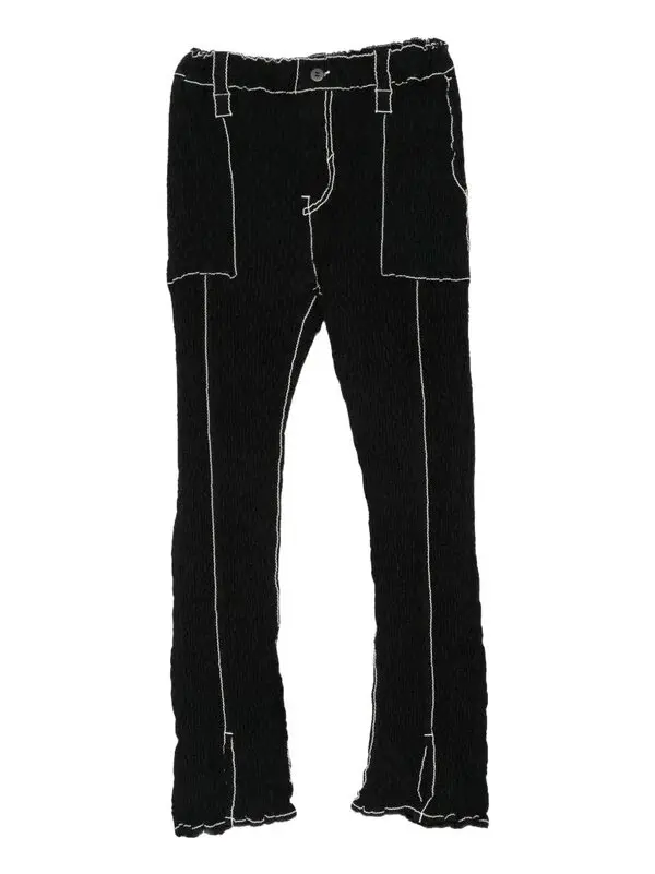 Issey Miyake Contrast-stitch Textured Trousers - Black