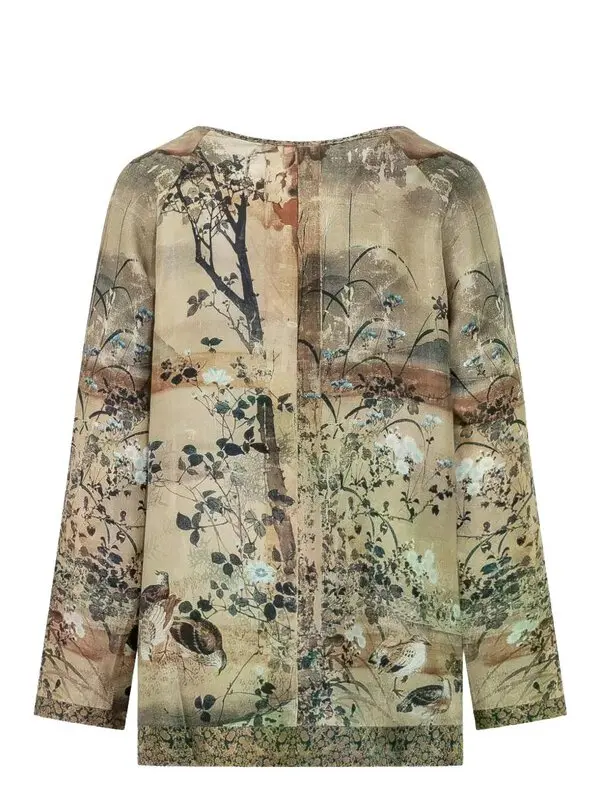 PIERRE-LOUIS MASCIA Aloe Landscape-print Blouse - Neutrals