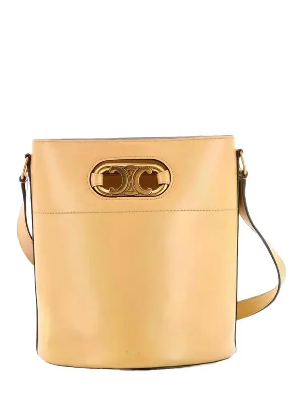 Celine Maillon Triomphe Leather Medium Bucket Bag - Neutrals