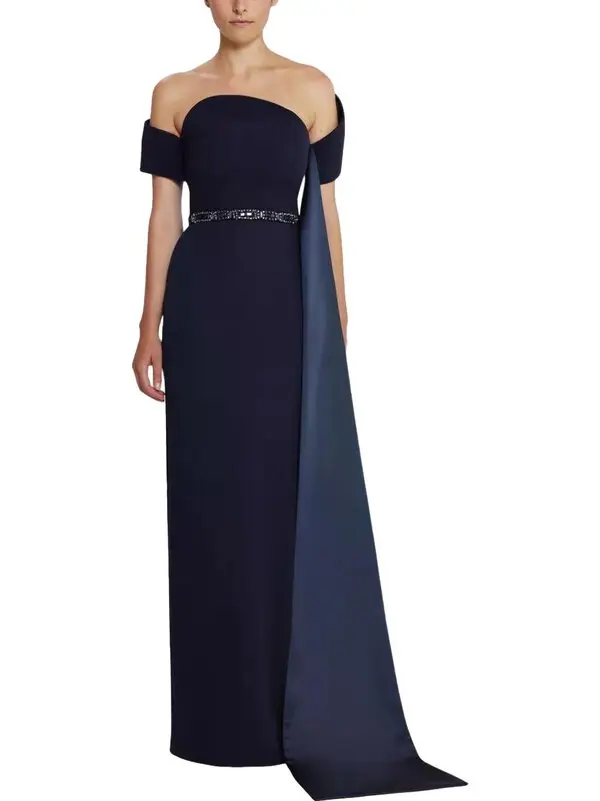 Safiyaa Giorgia Asymmetric Sash-detail Maxi Dress - Blue