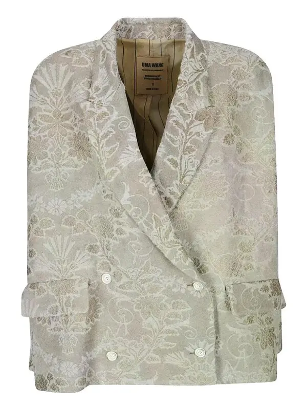 UMA WANG Crossword Floral-jacquard Blazer - Neutrals
