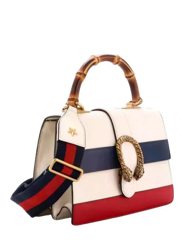 Gucci Dionysus Bamboo Top Handle Bag Colorblock Leather Medium Satchel - Neutrals