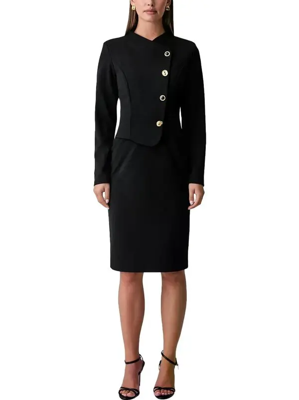 Joseph Ribkoff Asymmetric Button-up Midi Dress - Black