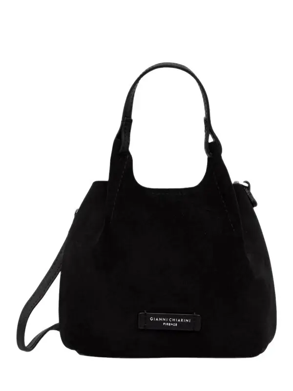 GIANNI CHIARINI Mini Dua Suede Logo-patch Tote Bag - Black