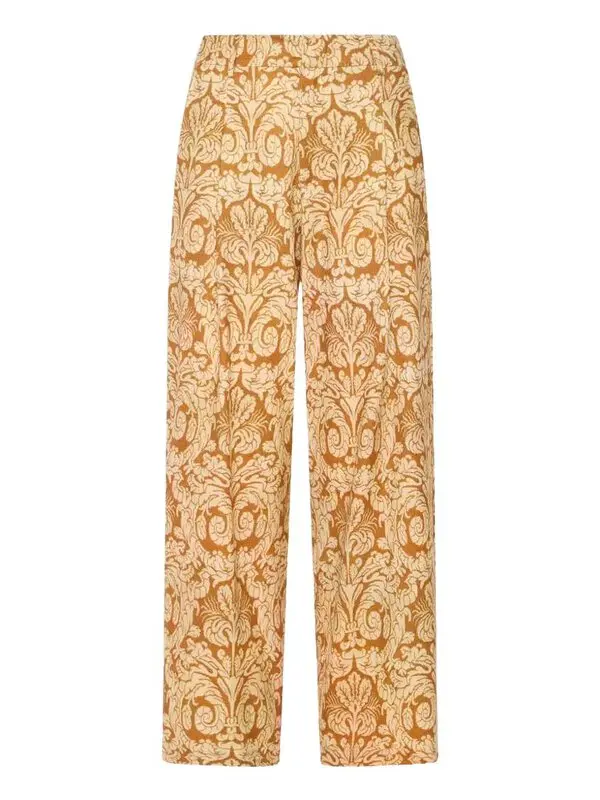 PIERRE-LOUIS MASCIA Damask-pattern Wool Trousers - Yellow