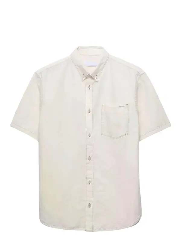 Prada Short-sleeved Chambray Shirt - Neutrals