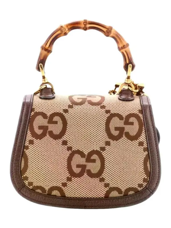 Gucci Bamboo 1947 Top Handle Bag Jumbo Gg Canvas Mini Crossbody Bag - Brown