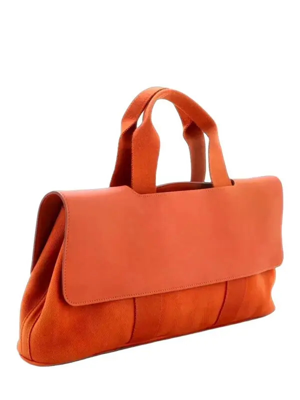 Hermès Valparaiso East West Toile And Leather Pm Satchel - Orange