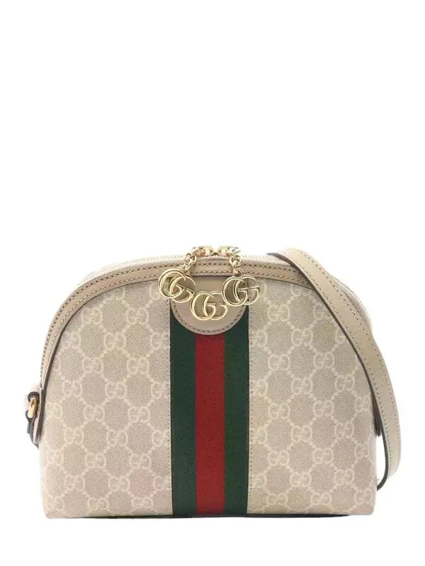 Gucci Small Gg Supreme Web Ophidia Dome Crossbody Bag - Brown