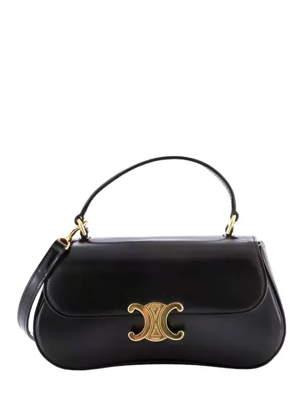 Celine Lola Triomphe Top Handle Satchel In Leather - Black