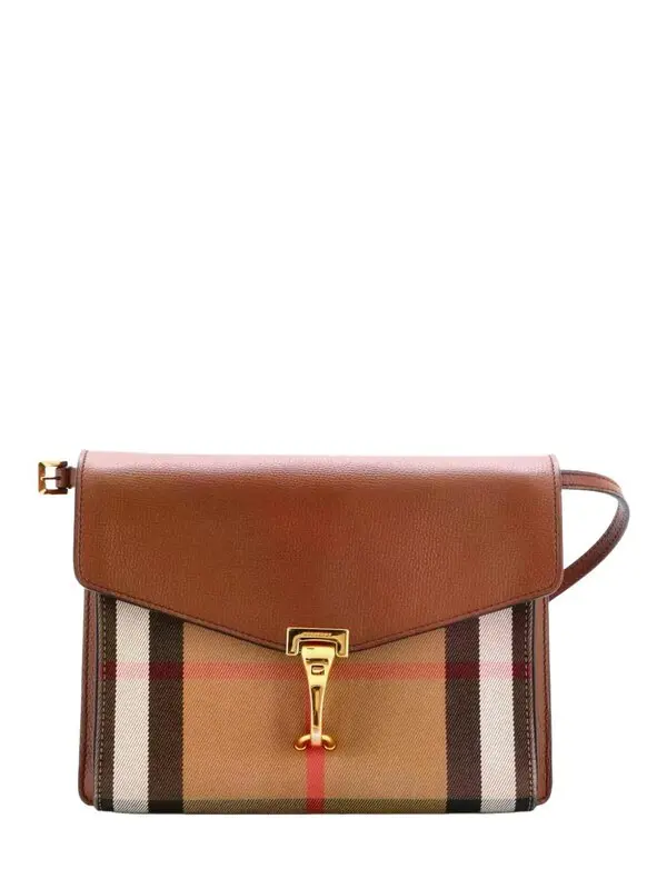 Burberry Macken Leather And House Check Canvas Small Cross Body Bag - Brown