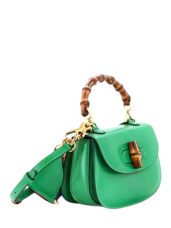 Gucci Bamboo 1947 Top Handle Bag Leather Mini Satchel - Green