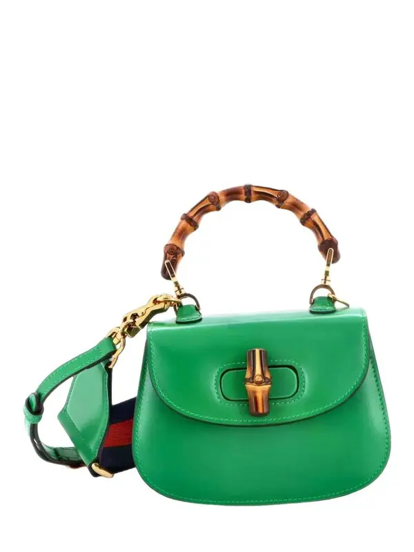 Gucci Bamboo 1947 Top Handle Bag Leather Mini Satchel - Green