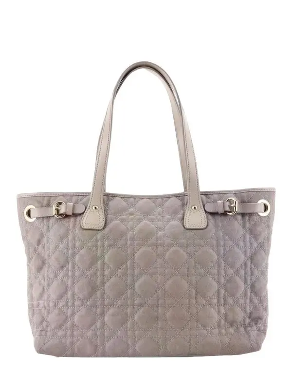 Dior Panarea Cannage Quilt Canvas Small Tote Bag - Grey