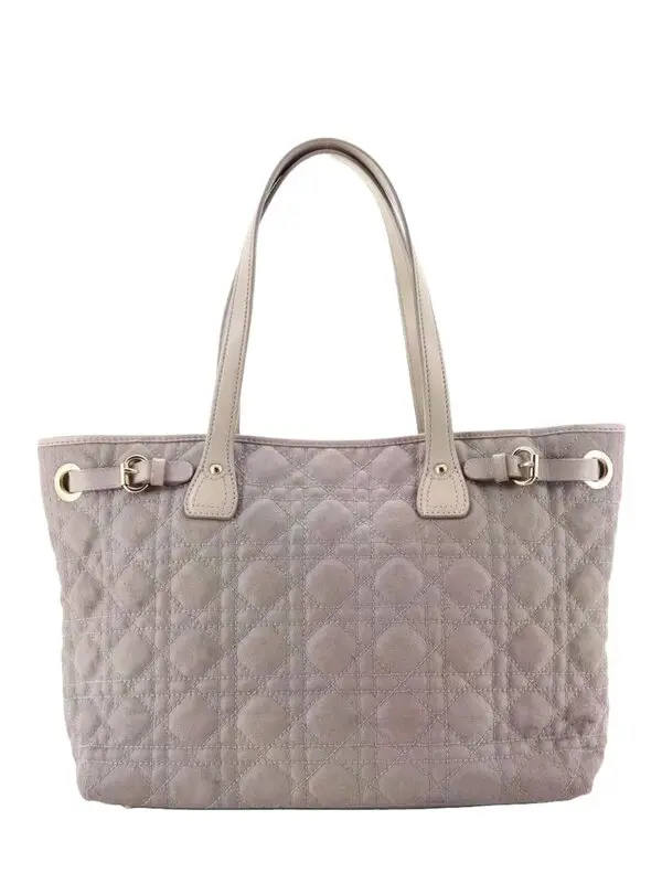 Dior Panarea Cannage Quilt Canvas Small Tote Bag - Grey