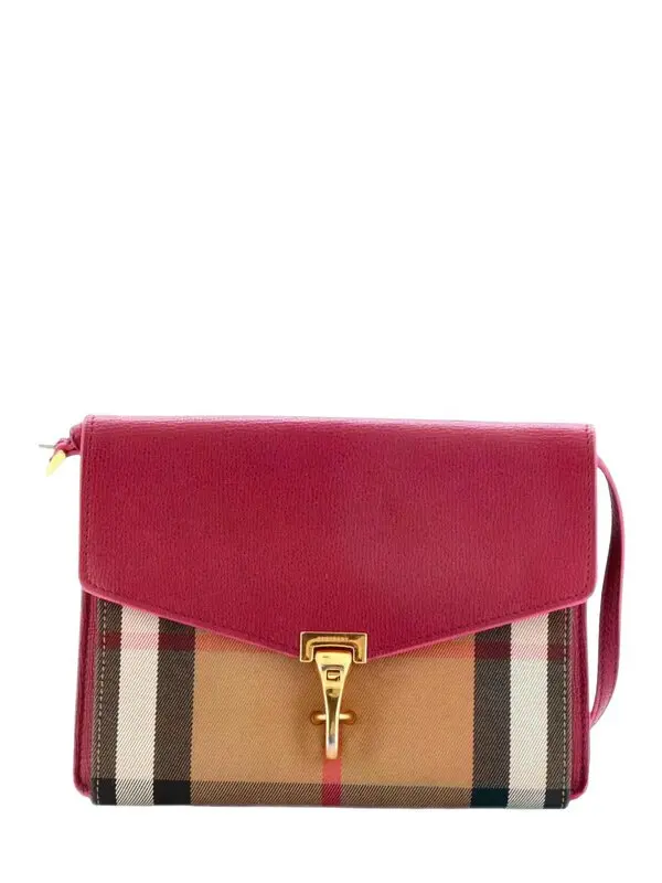 Burberry Macken Leather And House Check Canvas Cross Body Bag - Brown