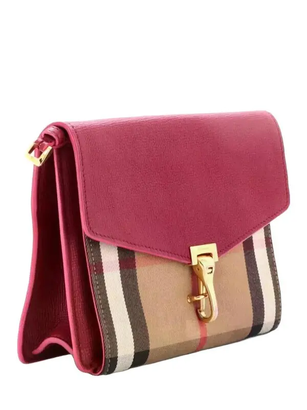 Burberry Macken Leather And House Check Canvas Cross Body Bag - Brown