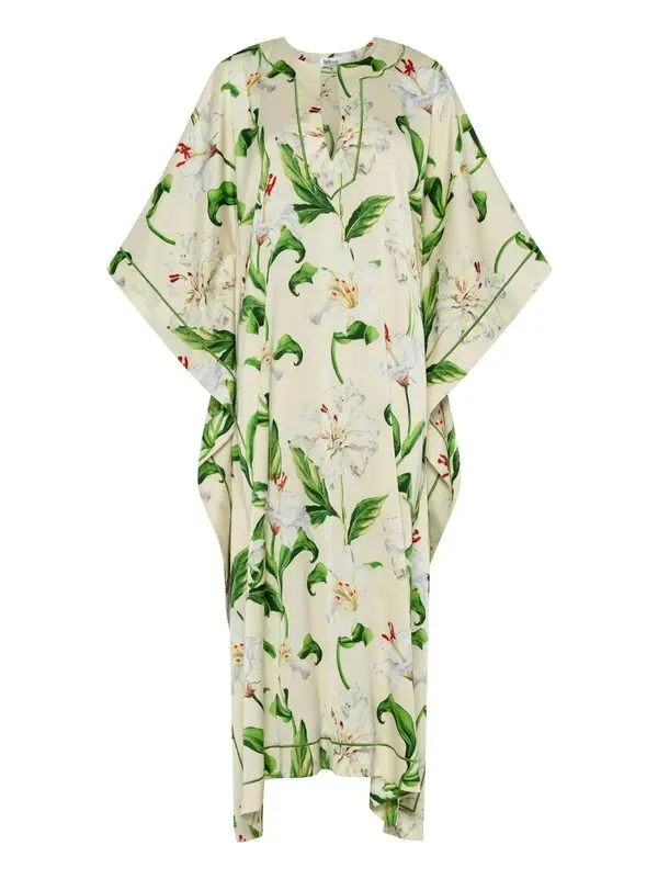 BELYED HANDCRAFT Camellia Silk Crepe Kaftan - Green