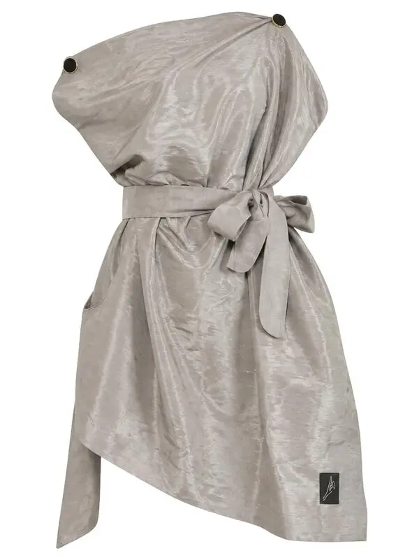STUART TREVOR Crinkle Taffeta Pirate Dress - Silver