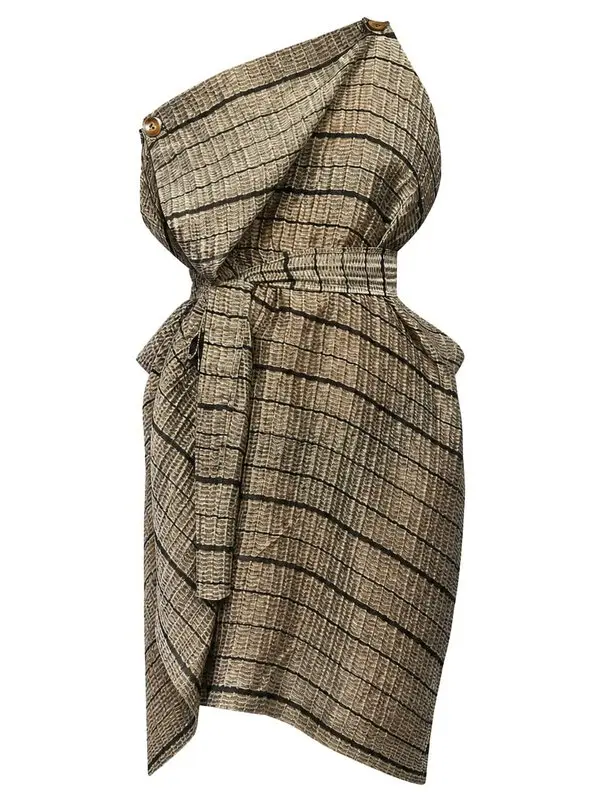 STUART TREVOR Metallic Stripe Textured Pirate Dress - Silver