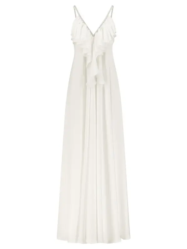 BELYED HANDCRAFT Marie Armani Silk Maxi Dress - White