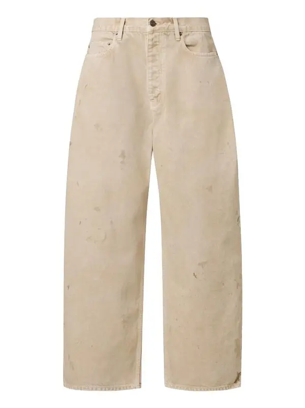 Balenciaga Distressed Wide-leg Jeans - Beige