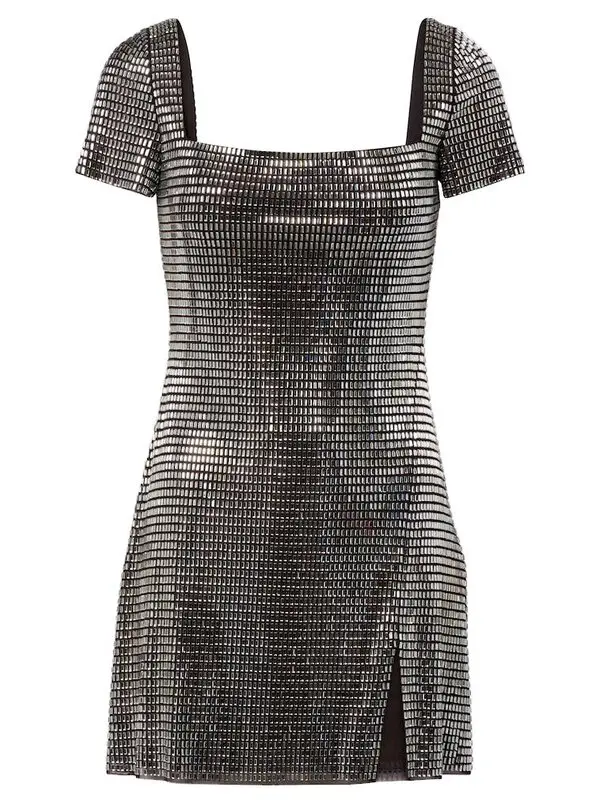 SELF-PORTRAIT Rhinestone-embellished Minidress - Grey