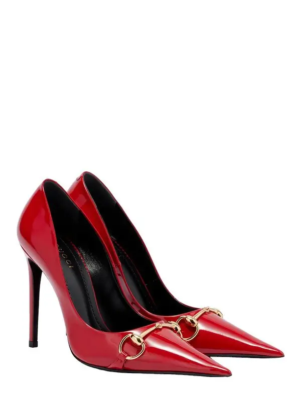 Gucci Horsebit Patent Leather Pumps - Red