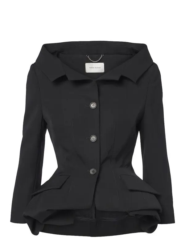 Magda Butrym Peplum Wool Blazer - Black