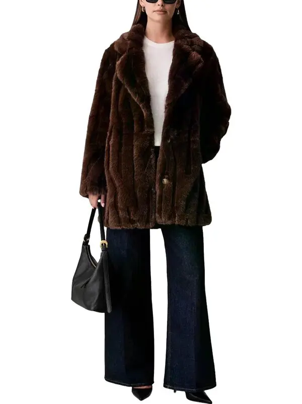 Joseph Ribkoff Faux-fur Notch-lapels Coat - Brown
