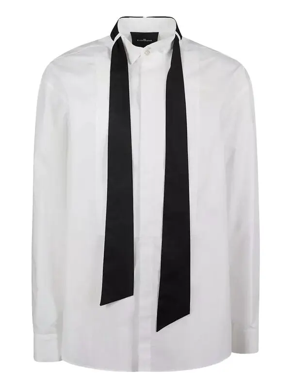 John Richmond Scarf-detail Bib-front Shirt - White