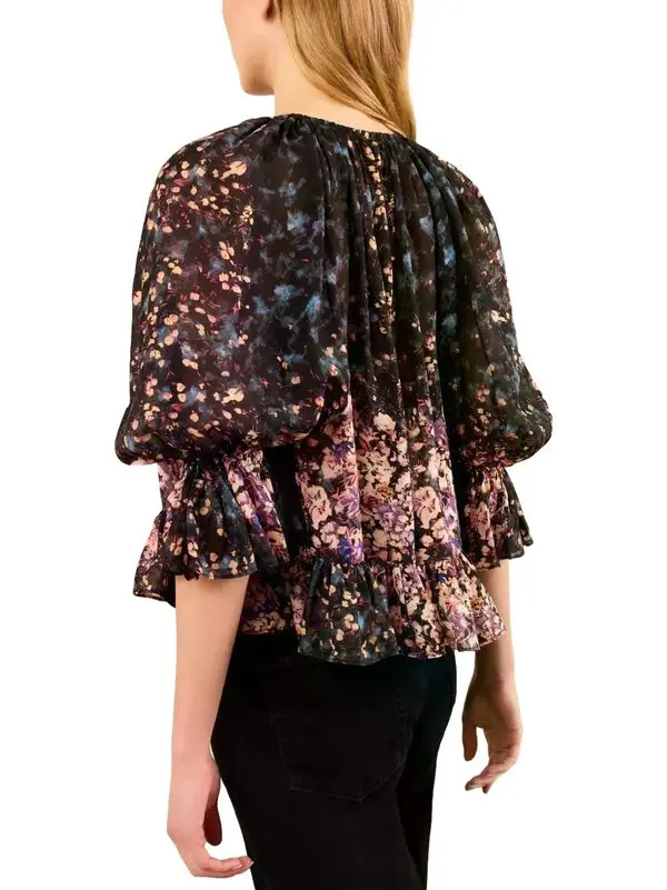 Ulla Johnson Elise Floral-jacquard Ruffled Blouse - Black