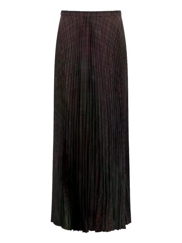 Aspesi Check-print Pleated Maxi Skirt - Brown