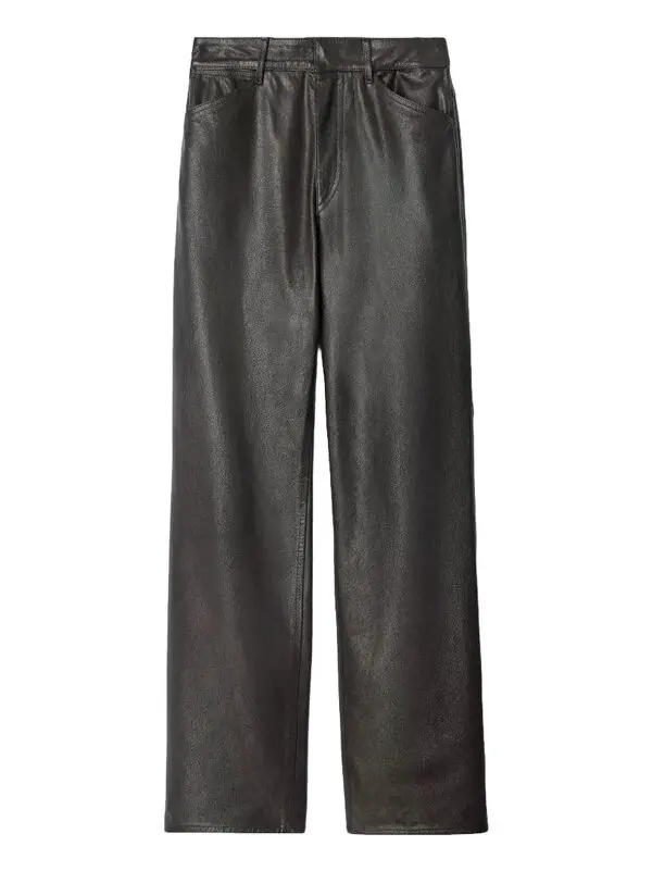 LEMAIRE Glossy Leather Straight Pants - Brown